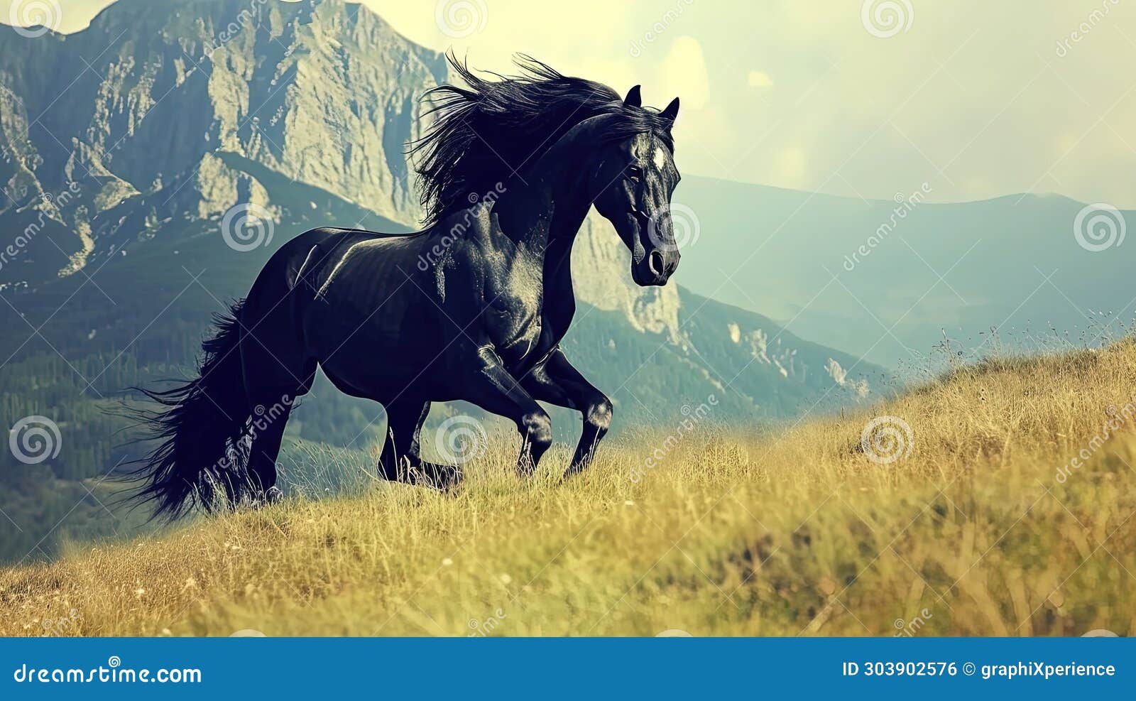 Powerful Majestic Stallion stock illustration. Illustration of rural ...