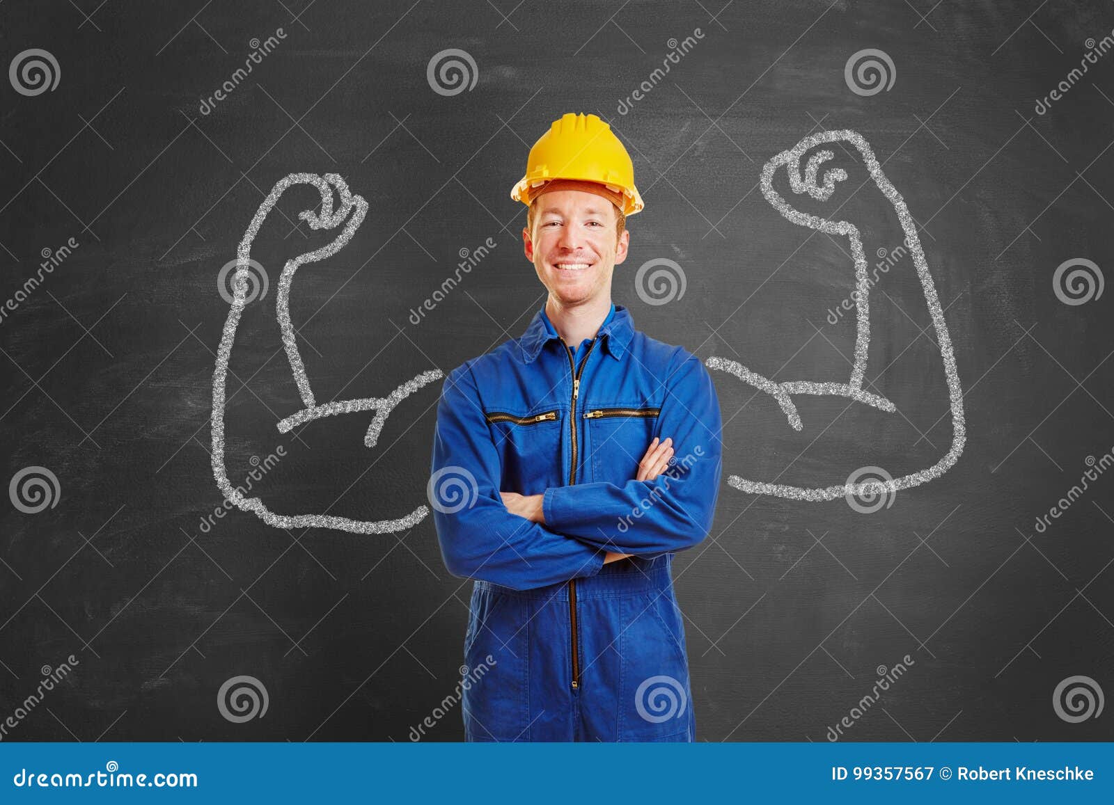 Powerful Man As Construction Worker Stock Image - Image of safe ...