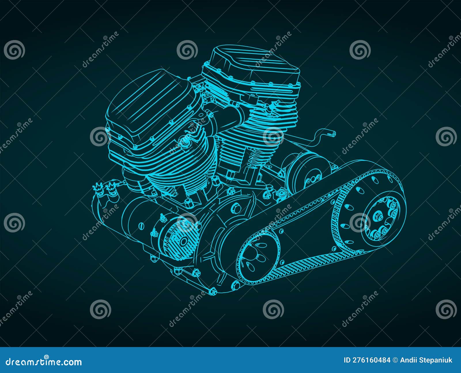 Powerful Motorcycle Engine Blueprint Stock Vector - Illustration of ...