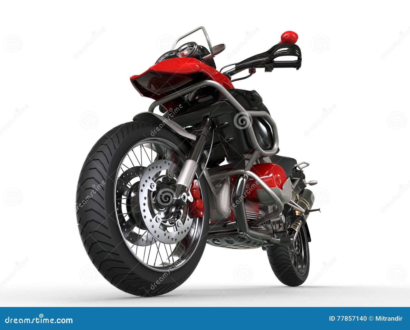 Powerful Motorcycle - Front Wheel Closeup Shot Stock Illustration ...