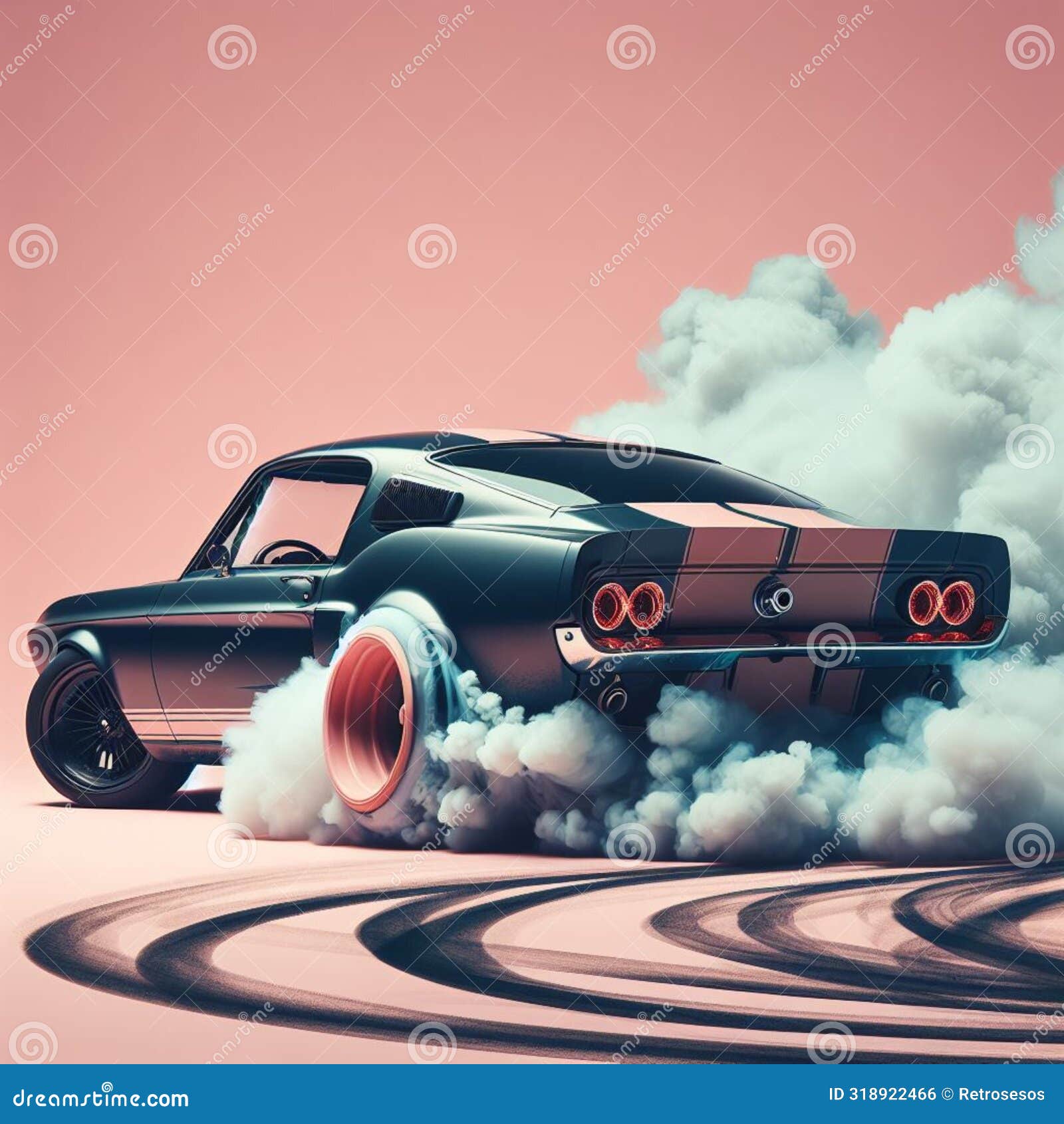 Muscle Car Showcases Its Power with an Intense Drift, Creating Smoky ...