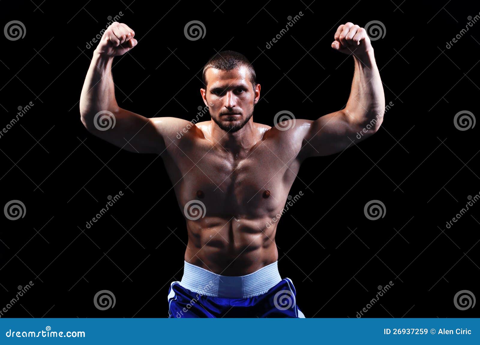 Powerful muscular boxer stock image. Image of background - 26937259