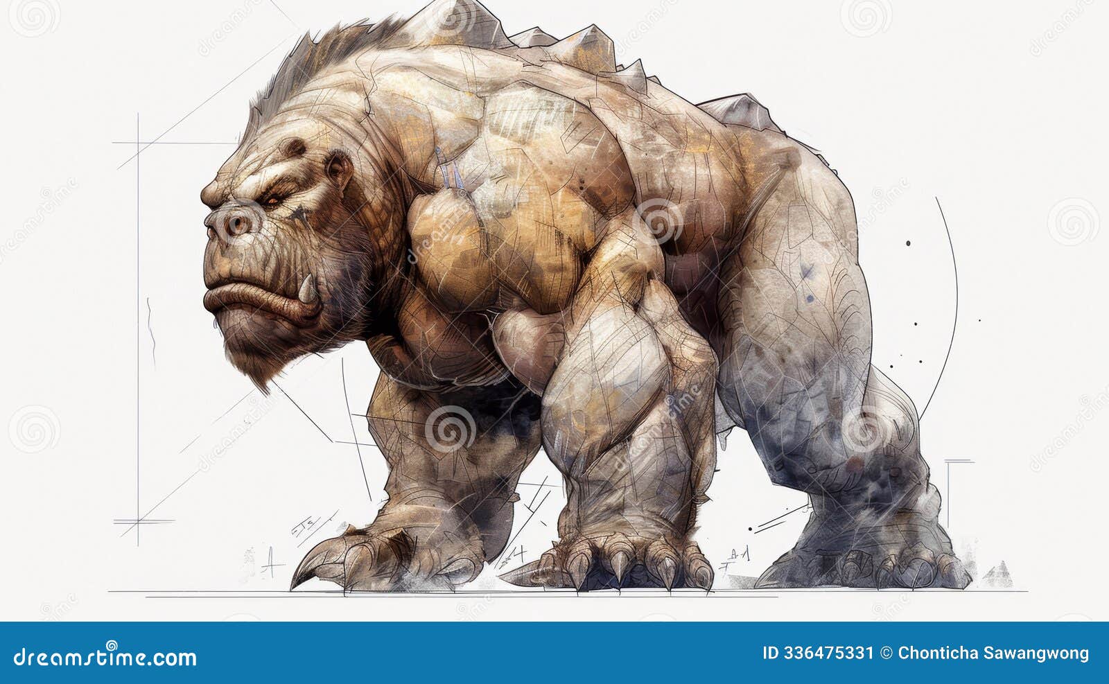A Powerful and Muscular Creature Design, Showcasing Intricate Details ...