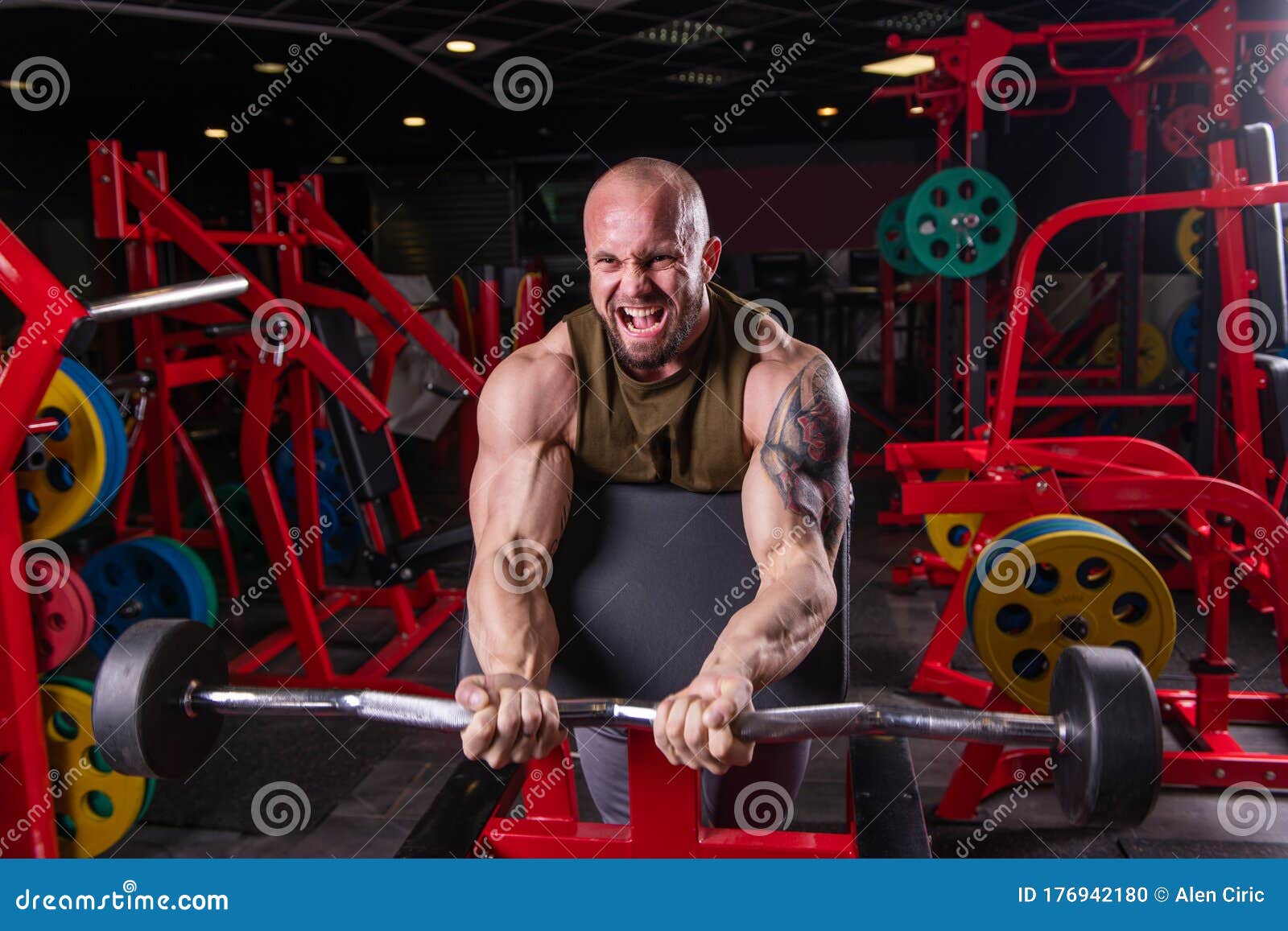 Biceps Exercise On Cable Machine Stock Image | CartoonDealer.com #81816001