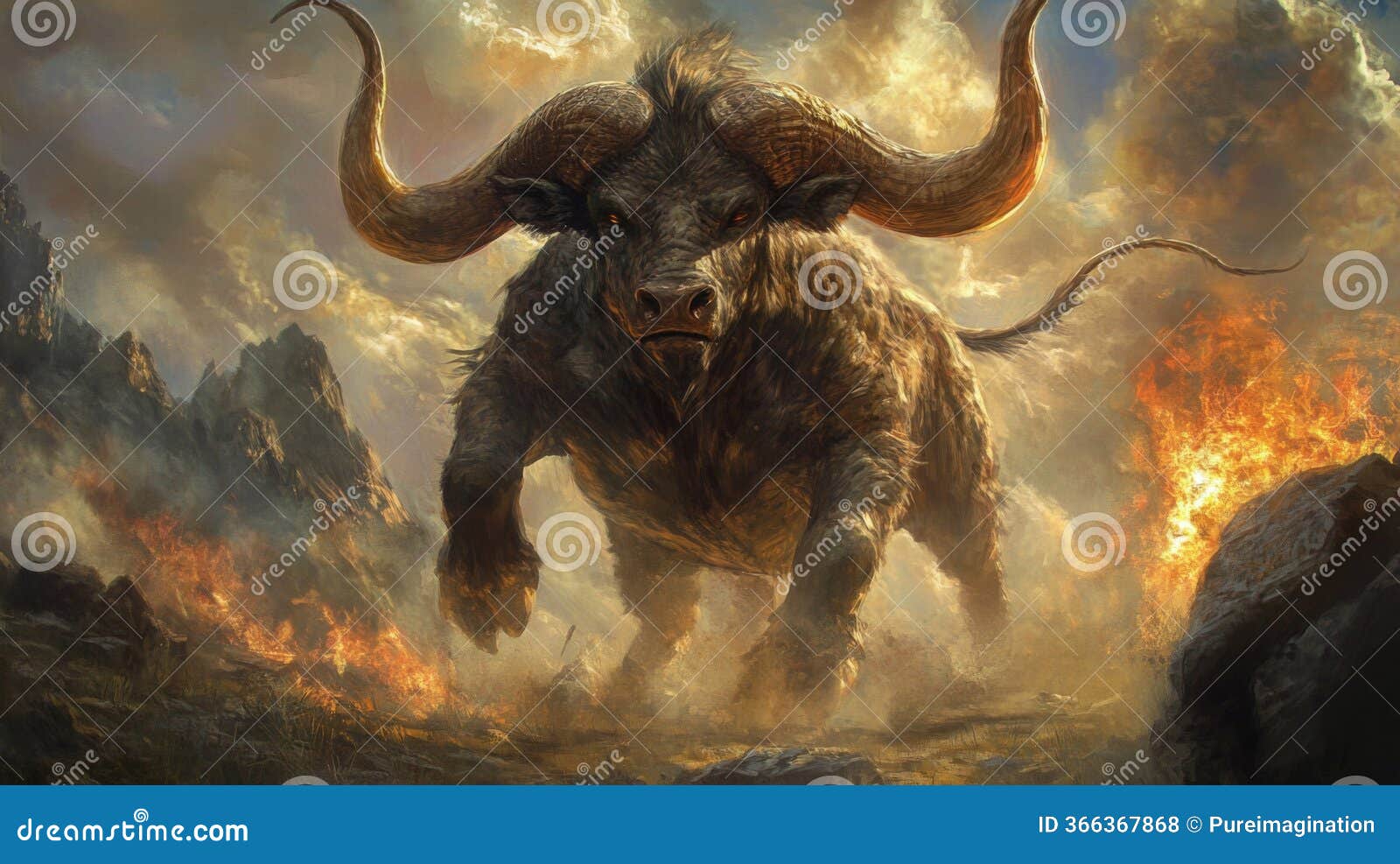 Mythical Bull Buffalo With Sacred Geometry Pattren Royalty-Free Stock ...
