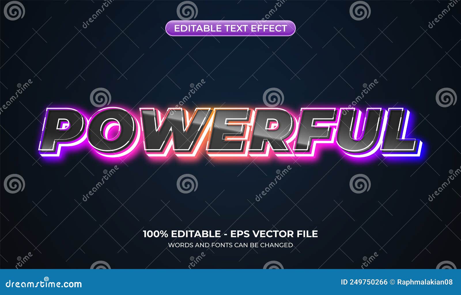 Powerful Neon Text Effect. Editable Glowing Graphic Styles Stock Vector ...