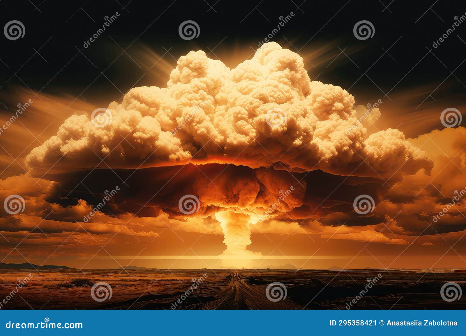 Powerful Nuclear Explosion Forming Mushroom Cloud Stock Illustration ...