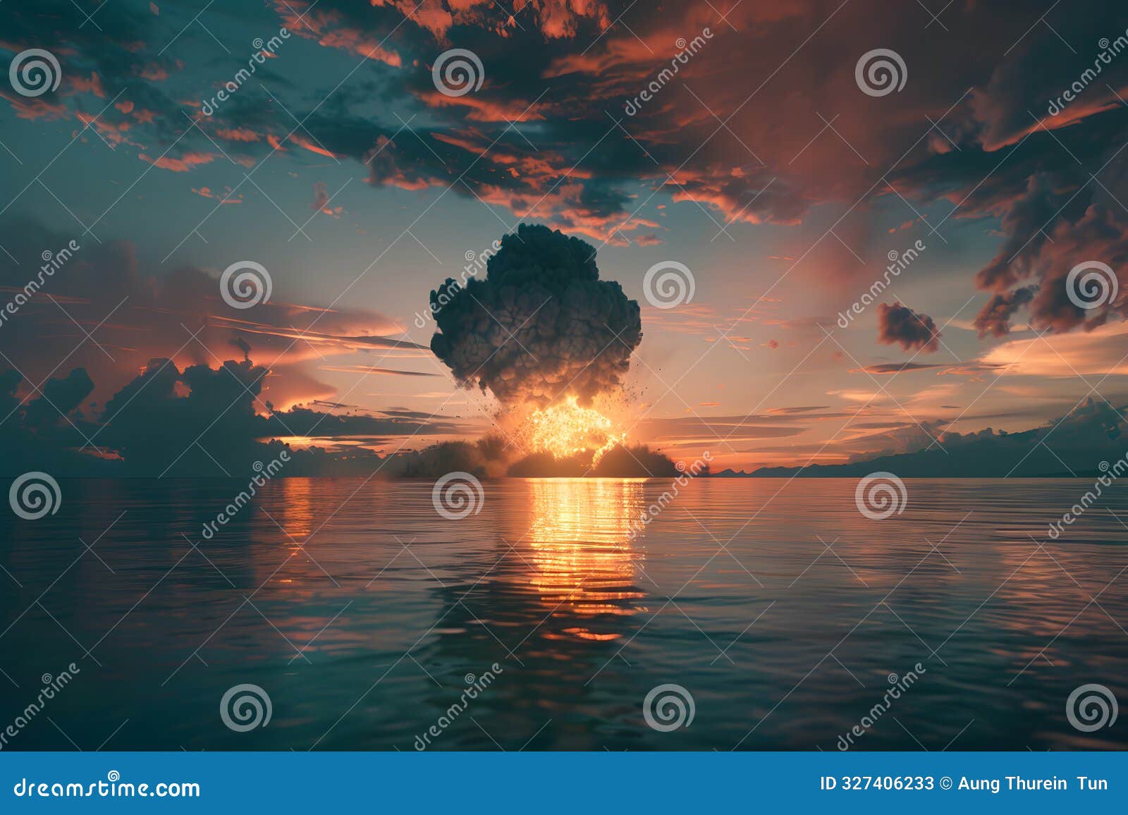 Powerful Nuclear Explosions on the Surface of Water Stock Image - Image ...