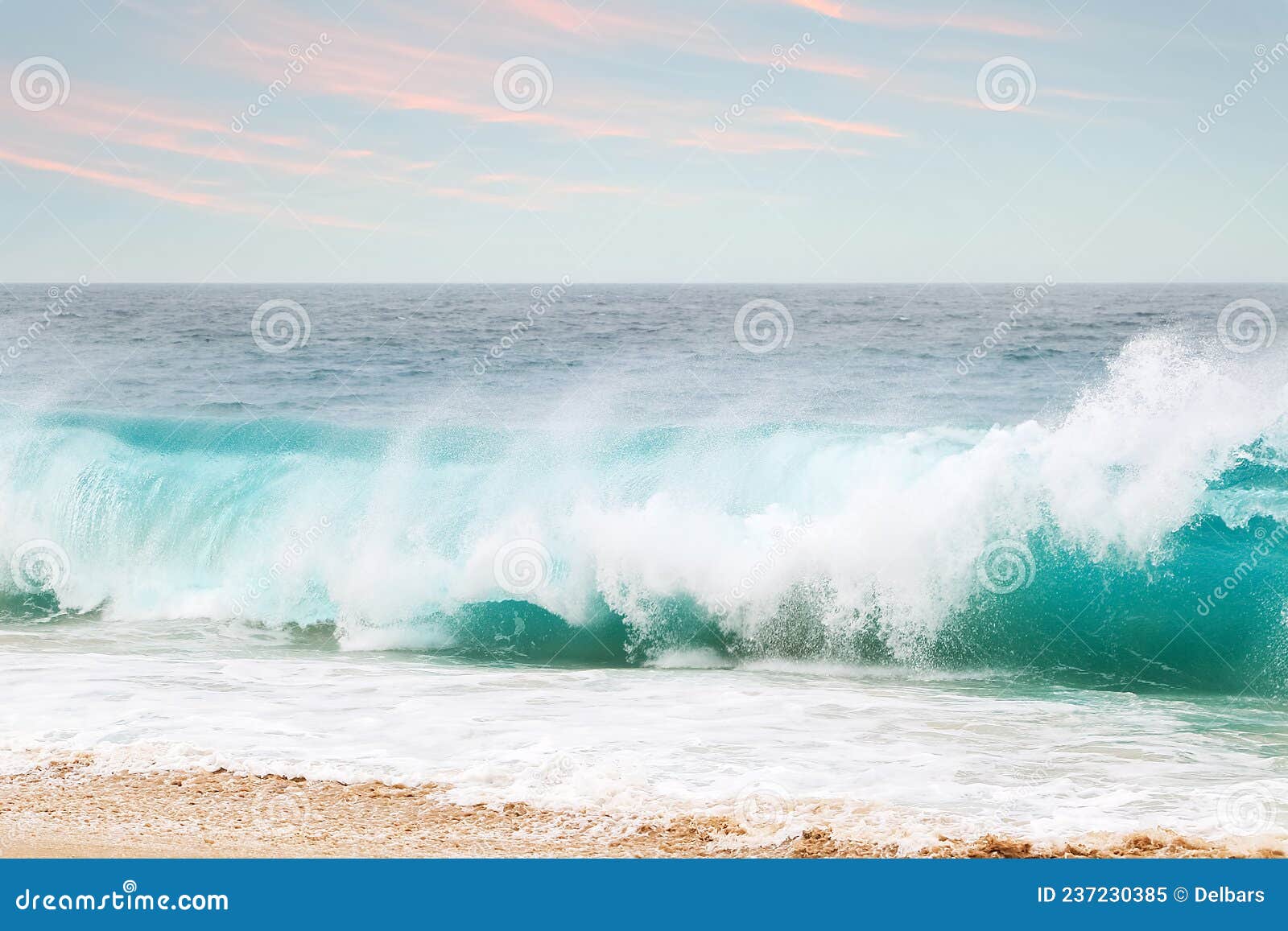 Powerful Ocean Blue Waves Against Cloudy Sky Stock Image - Image of ...