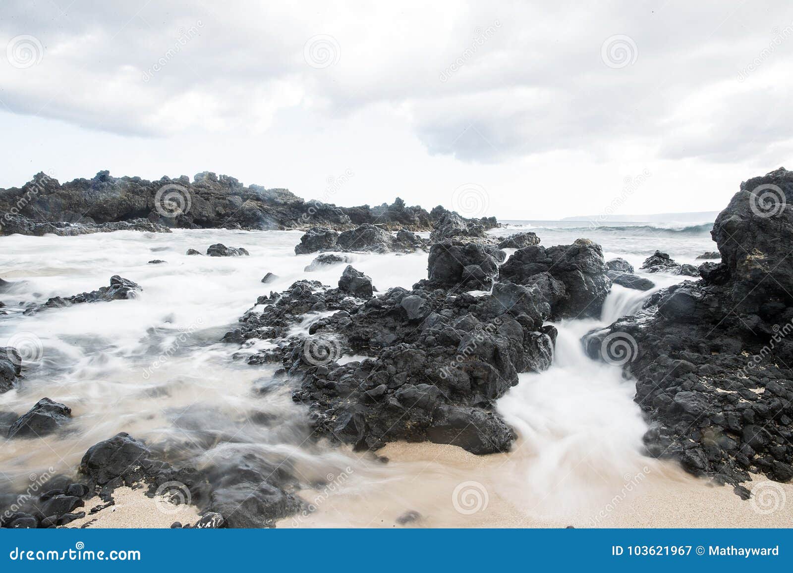 Powerful Ocean Current Rushing in To Beach Stock Image - Image of tide ...