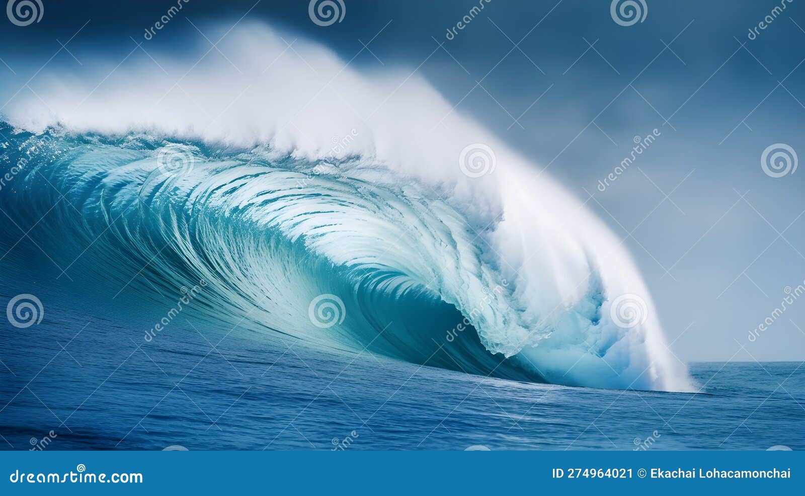 Powerful Ocean Wave Crashing Against Shoreline. Generative AI Stock ...