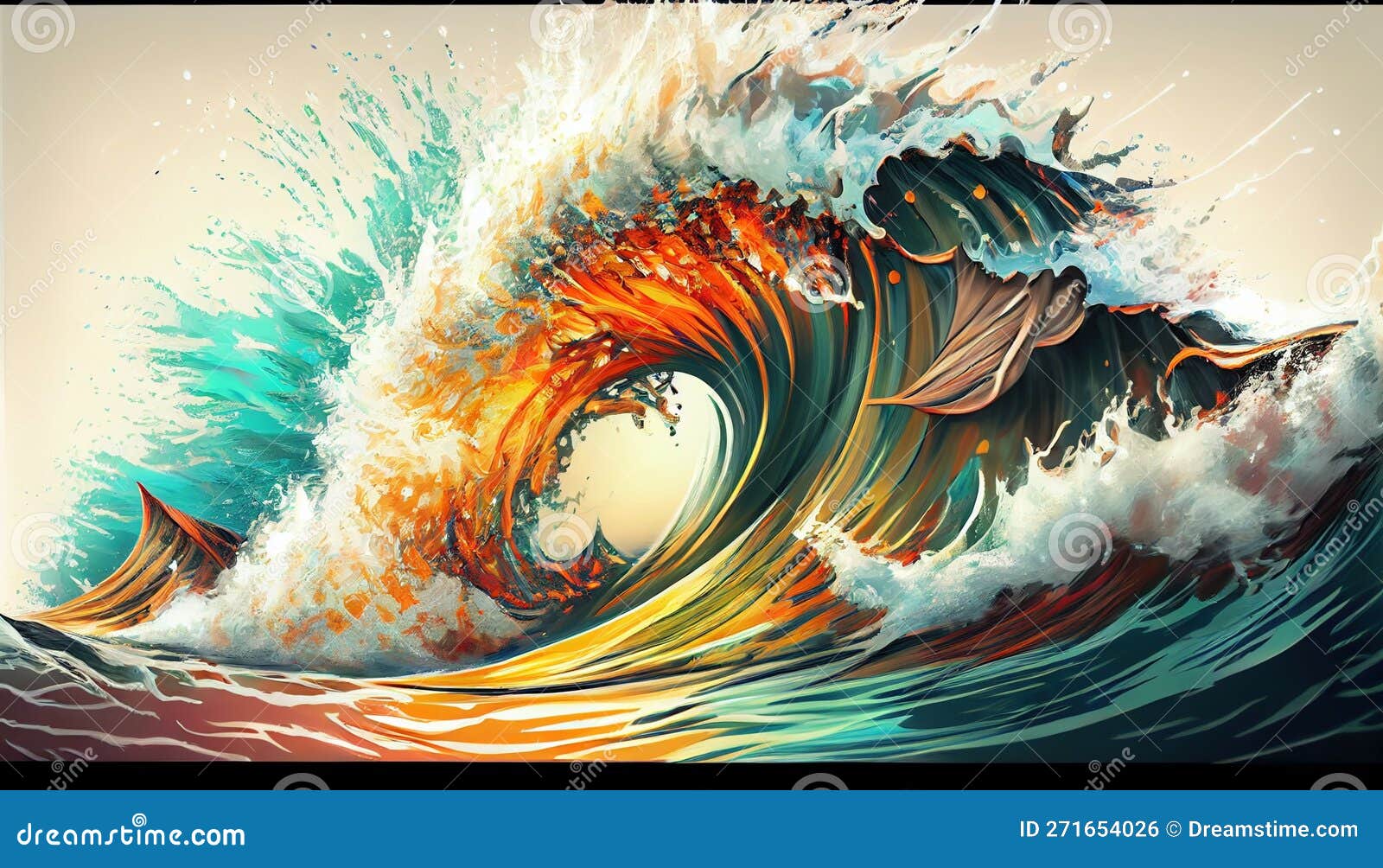 Powerful Ocean Wave, Made with Generative AI Stock Illustration ...