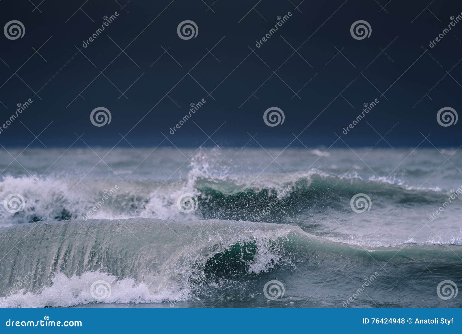 Powerful ocean waves stock photo. Image of nature, horizon - 76424948