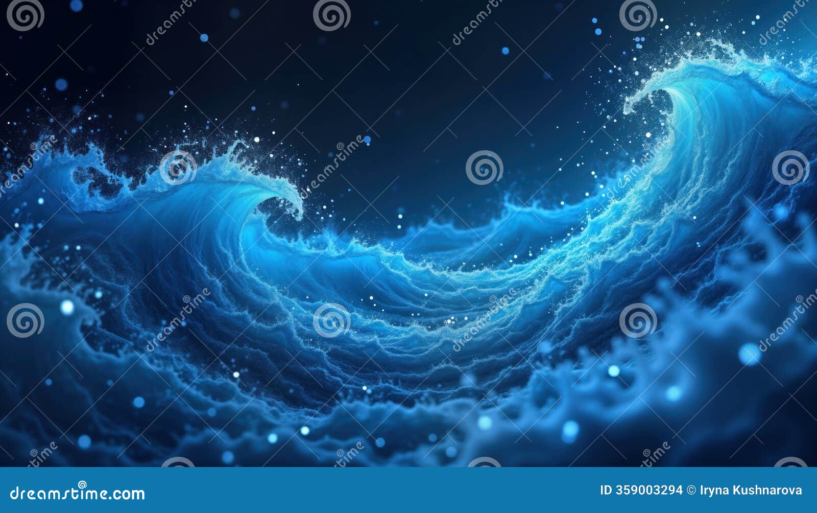 Powerful Ocean Waves Swirl in Dynamic Blue Flow. Cold Winter Wind ...