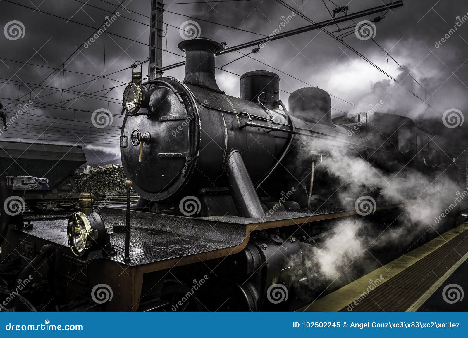 Powerful Old Steaam Train Running through Smoke Editorial Image - Image ...