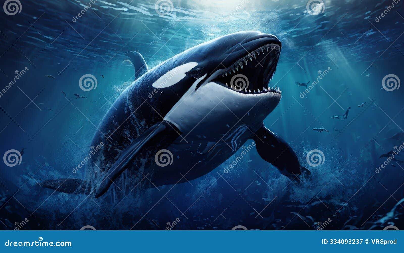 Powerful Orca Swimming Underwater in Deep Ocean Stock Image - Image of ...