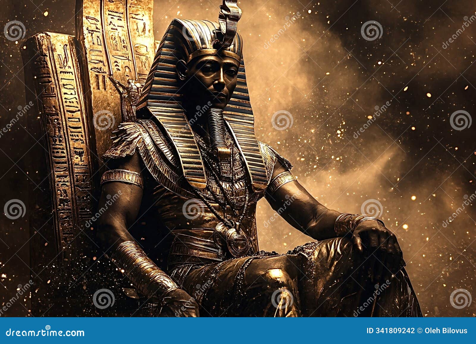 Powerful Pharaoh Sitting on Throne Ruling Ancient Egypt Stock Photo ...