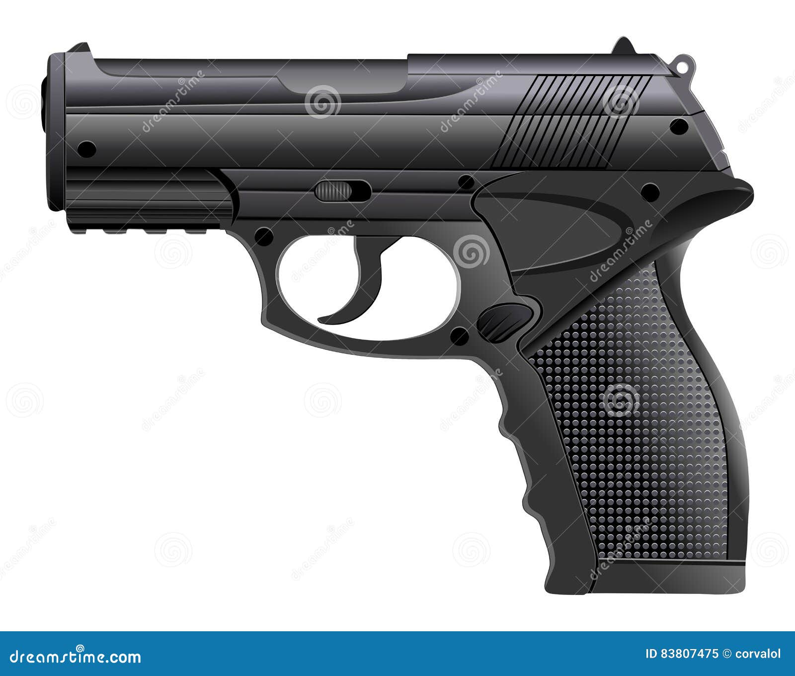 Powerful Pistol, Gun, Handgun, Vector Illustration. Stock Vector ...
