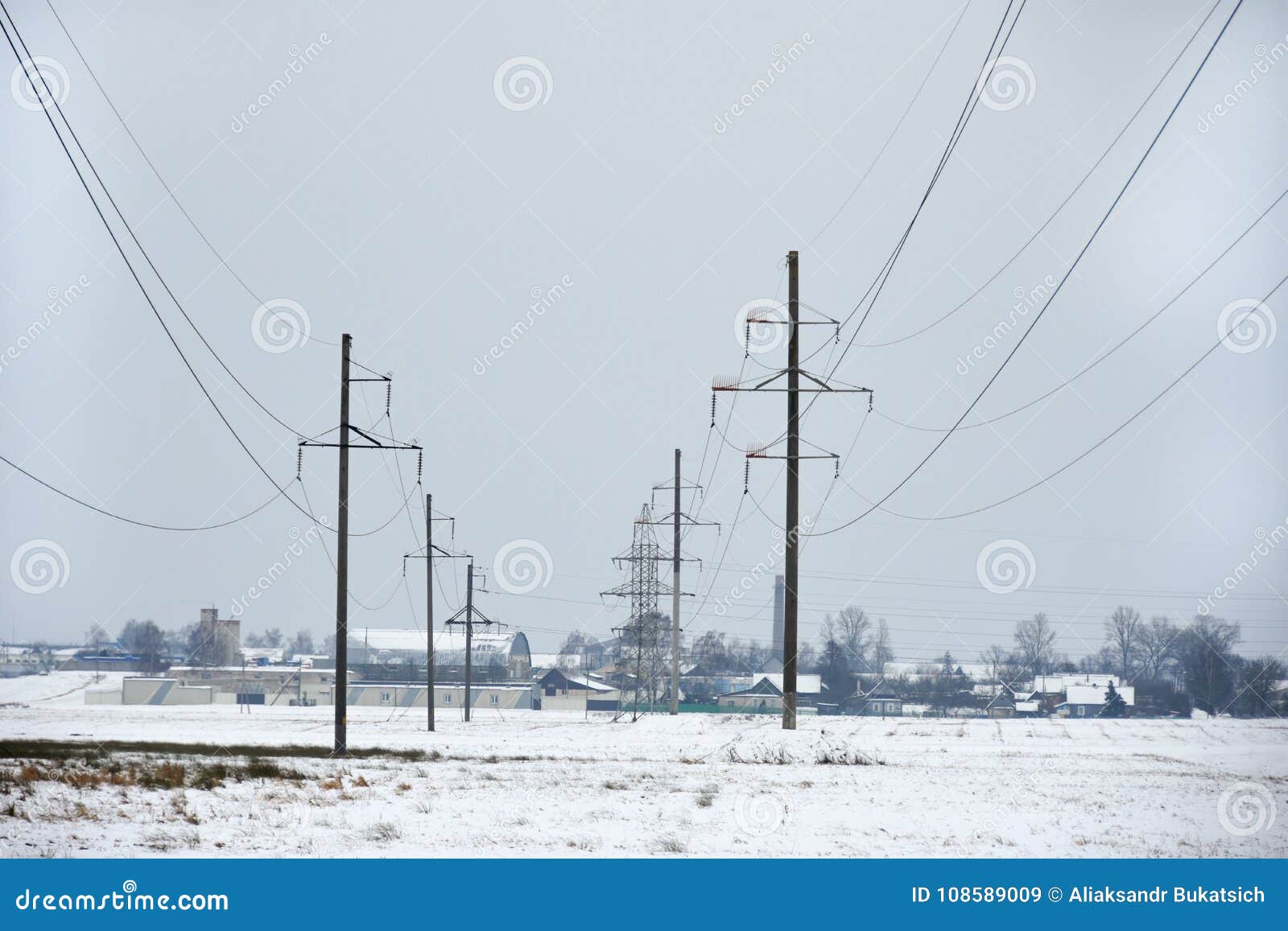 Powerful Power Lines in the City Stock Image - Image of cable, powerful ...