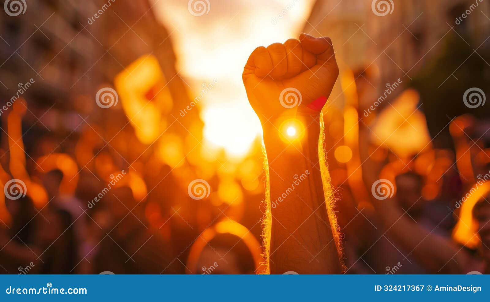 A Powerful Protest with a Raised Fist in a Crowd Symbolizes Unity and ...