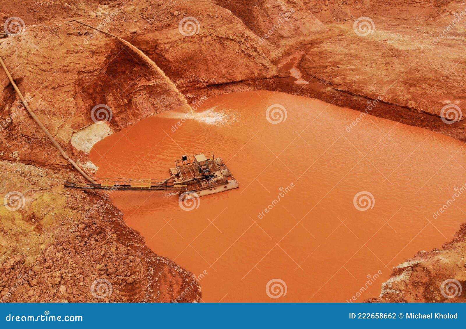 A Powerful Pump Pumps Out Water Stock Photo - Image of quarry, water ...