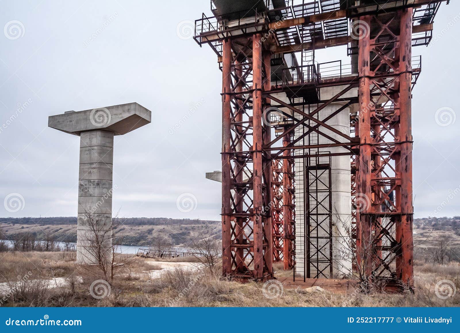 Powerful pylons support stock image. Image of reinforcement - 252217777