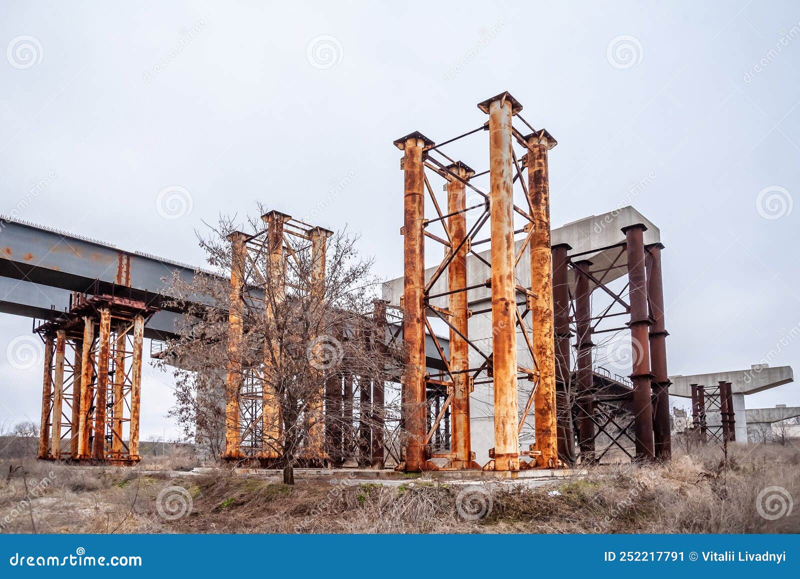 Powerful pylons support stock image. Image of strong - 252217791