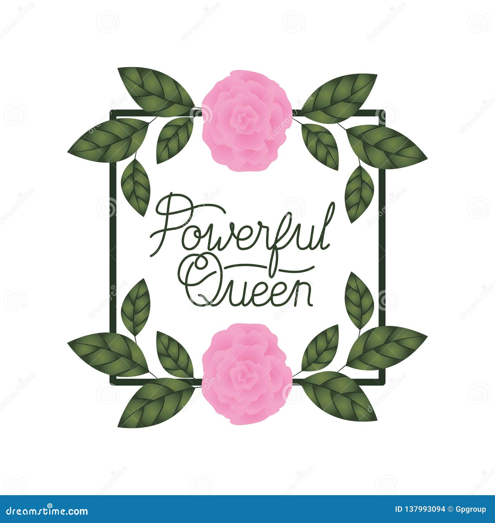 Powerful Queen Label with Roses Frame Icons Stock Vector - Illustration ...