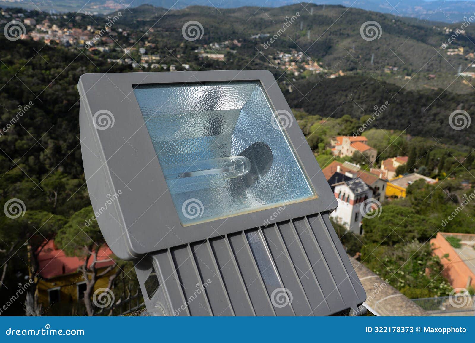 Powerful Reflector To Light Up a Building Stock Image - Image of ...