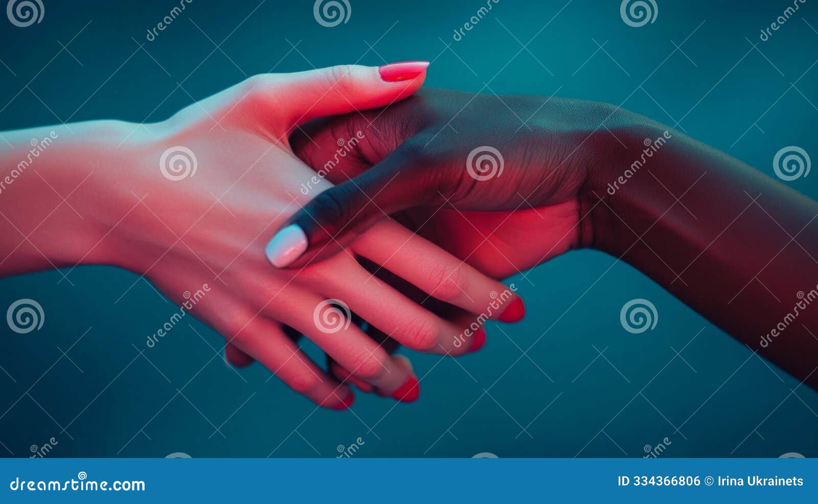 Two Hands Meet in a Vibrant Display of Connection. this Image Captures ...