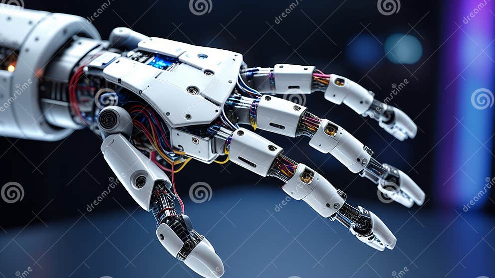 Powerful Robot Hand in the Lab Consisting of 4 Fingers Stock Image ...