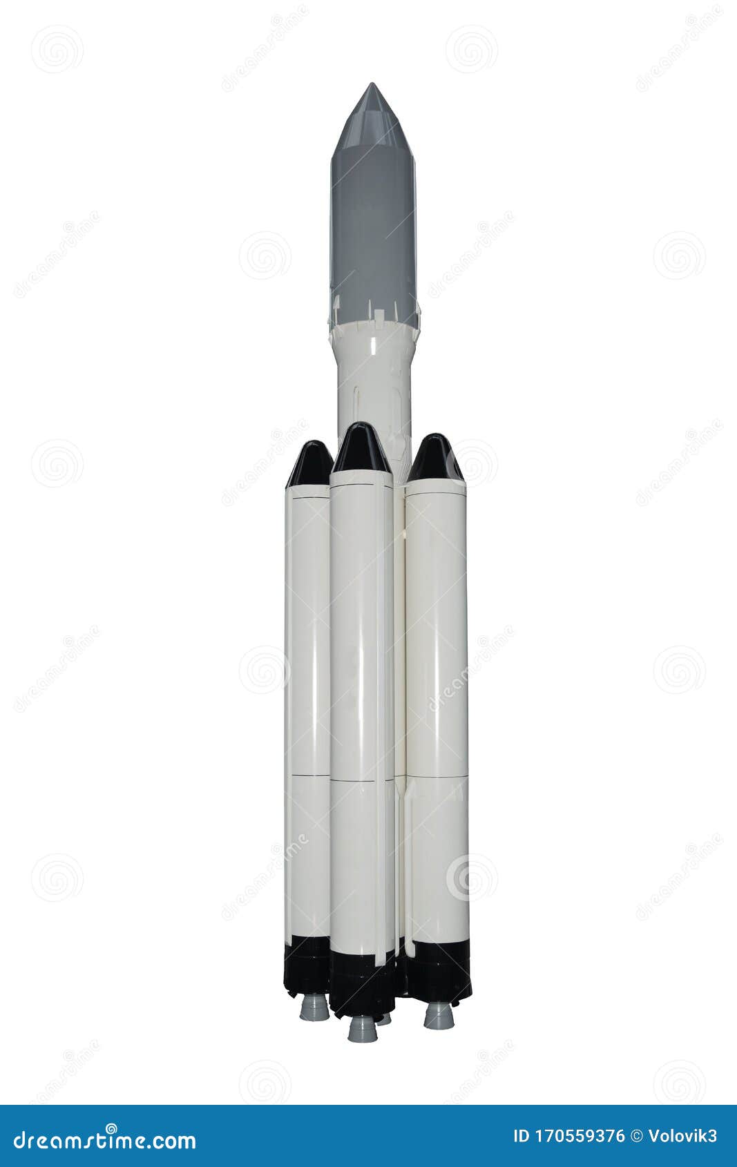 Powerful Rocket Carrier with Spaceship Isolated on White Background ...