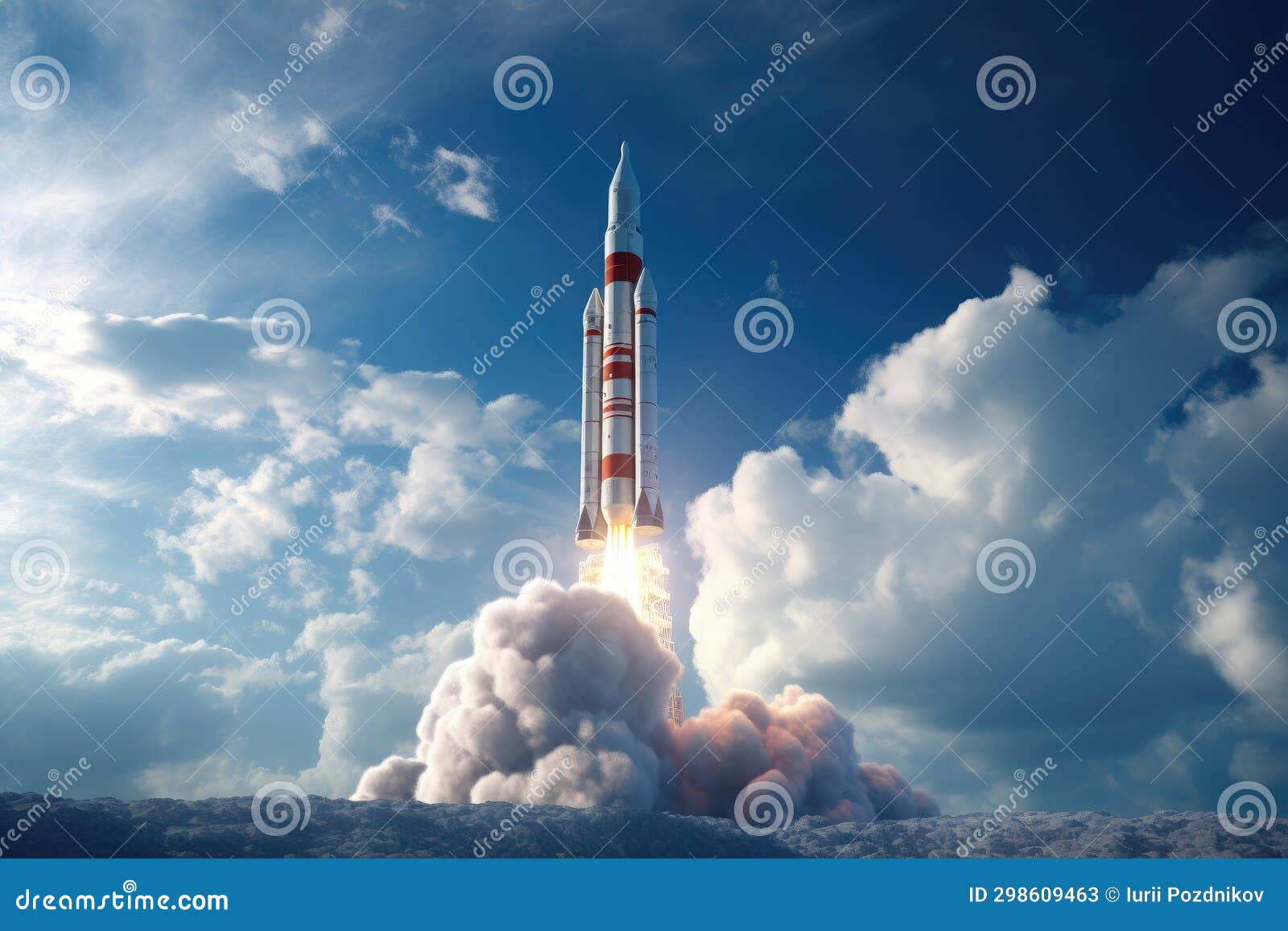 Powerful Rocket Launch at Dusk with Spectacular Fire and Smoke, Space ...