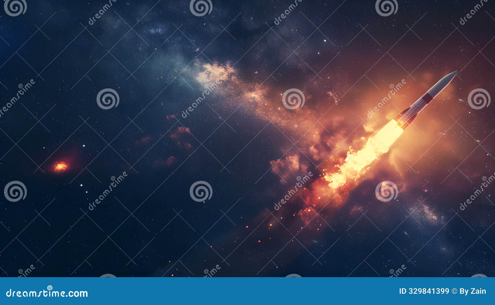 Powerful Rocket Launching Space at Dusk with Fiery Trail, Space ...