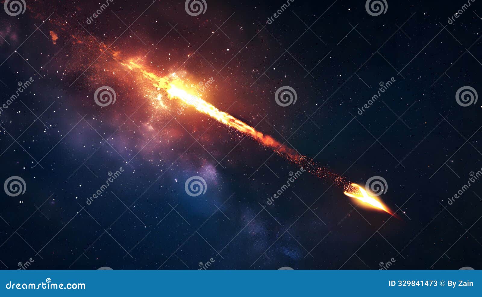 Powerful Rocket Launching into Space Dusk with Fiery Trail, Space ...