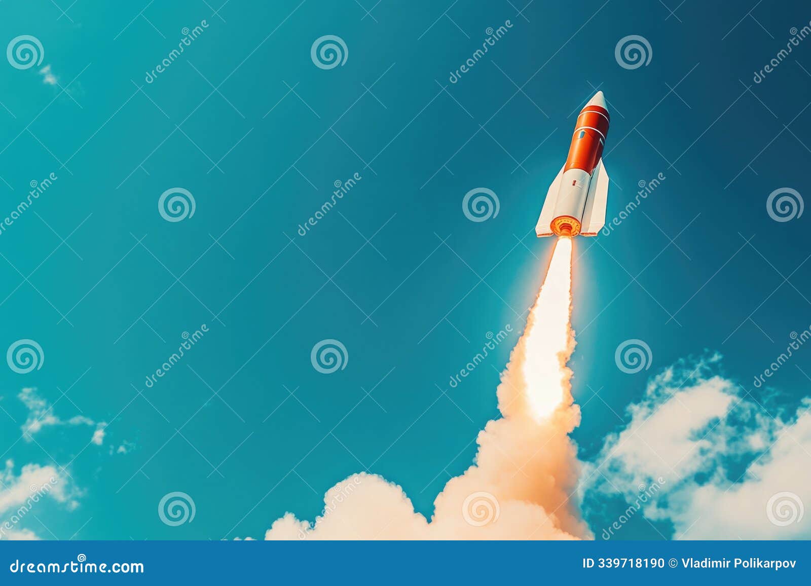 A Powerful Rocket Ascends Over A Rugged Lunar Surface, Illuminated By ...