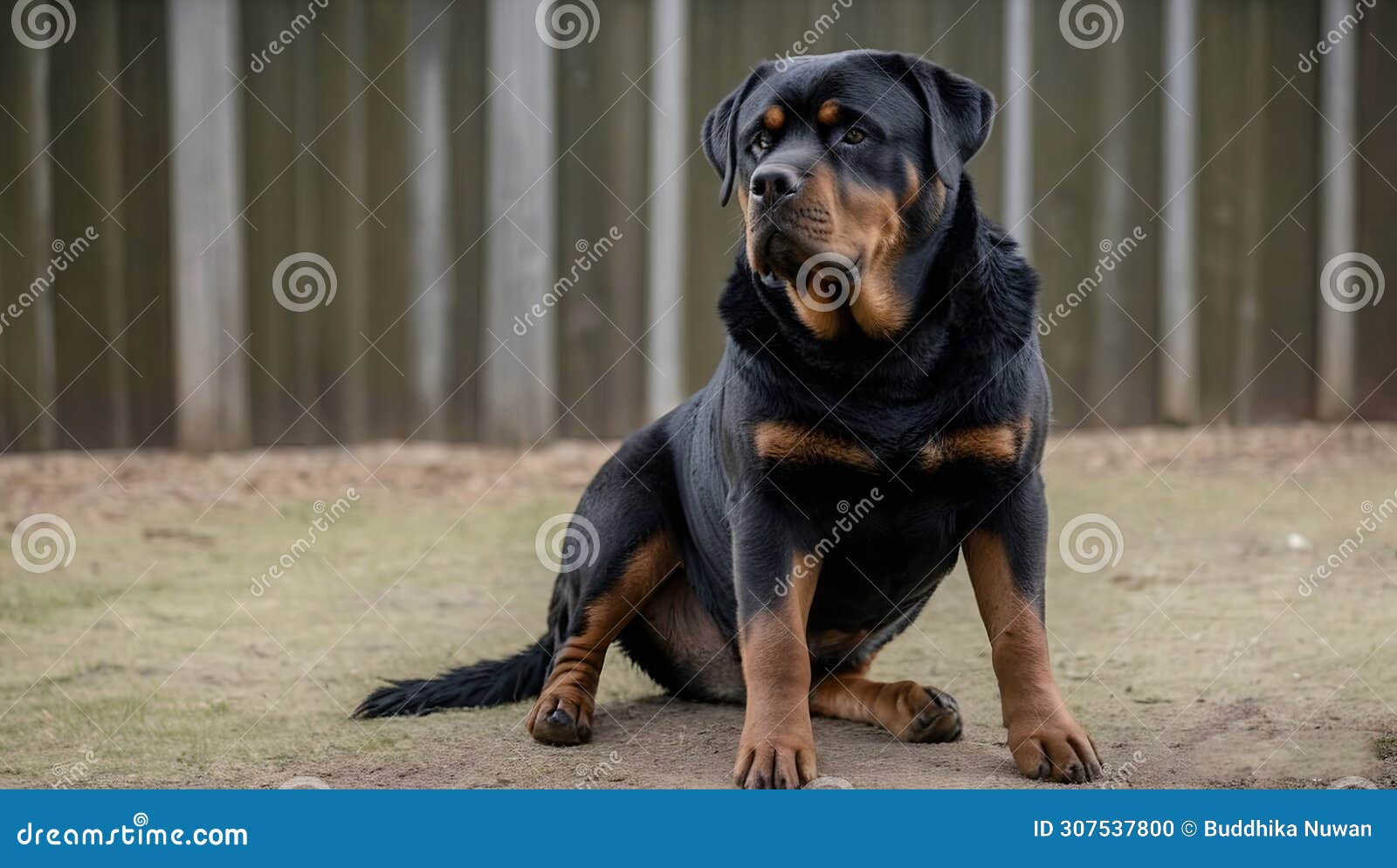 A Powerful Rottweiler Dog with a Serious Expression, Standing ...