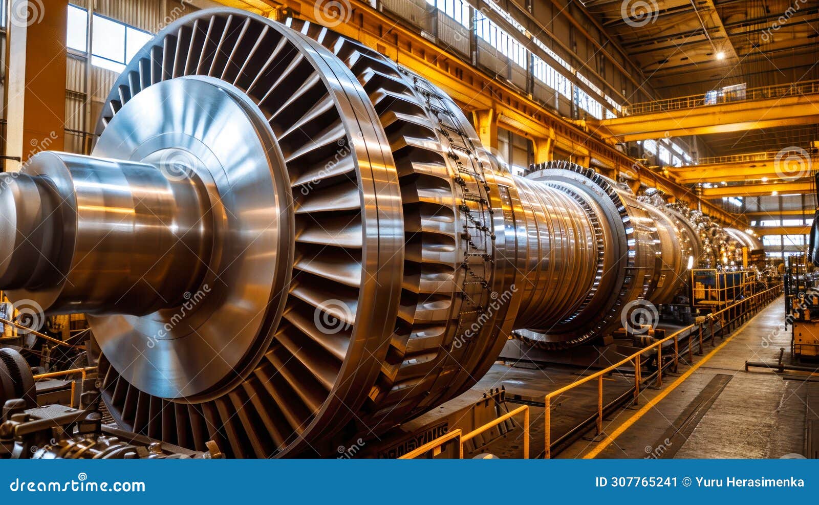 Row of Jet Engines in Factory Workshop Stock Illustration ...