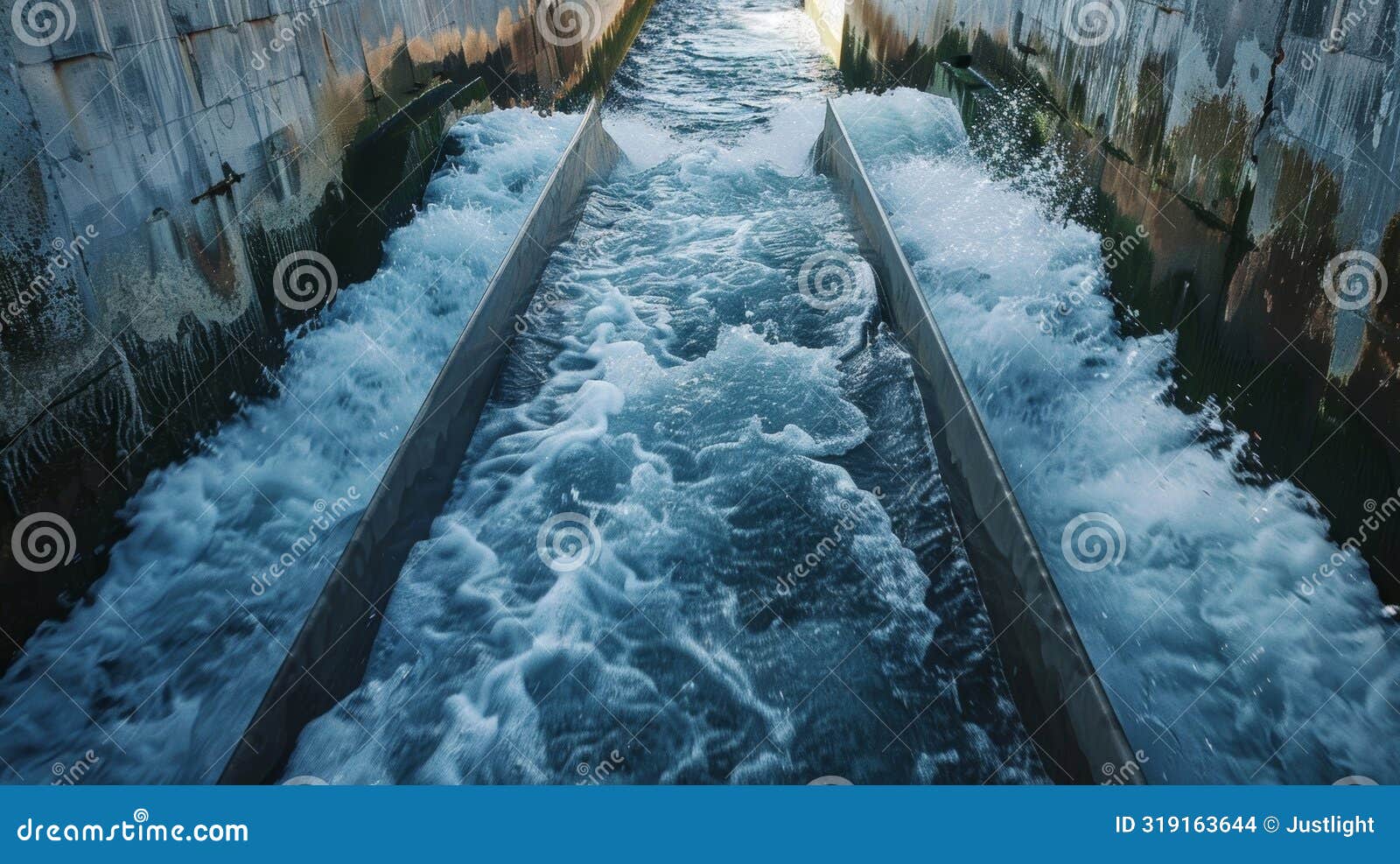 The Powerful Rush of Water through a Narrow Channel is Harnessed by a ...