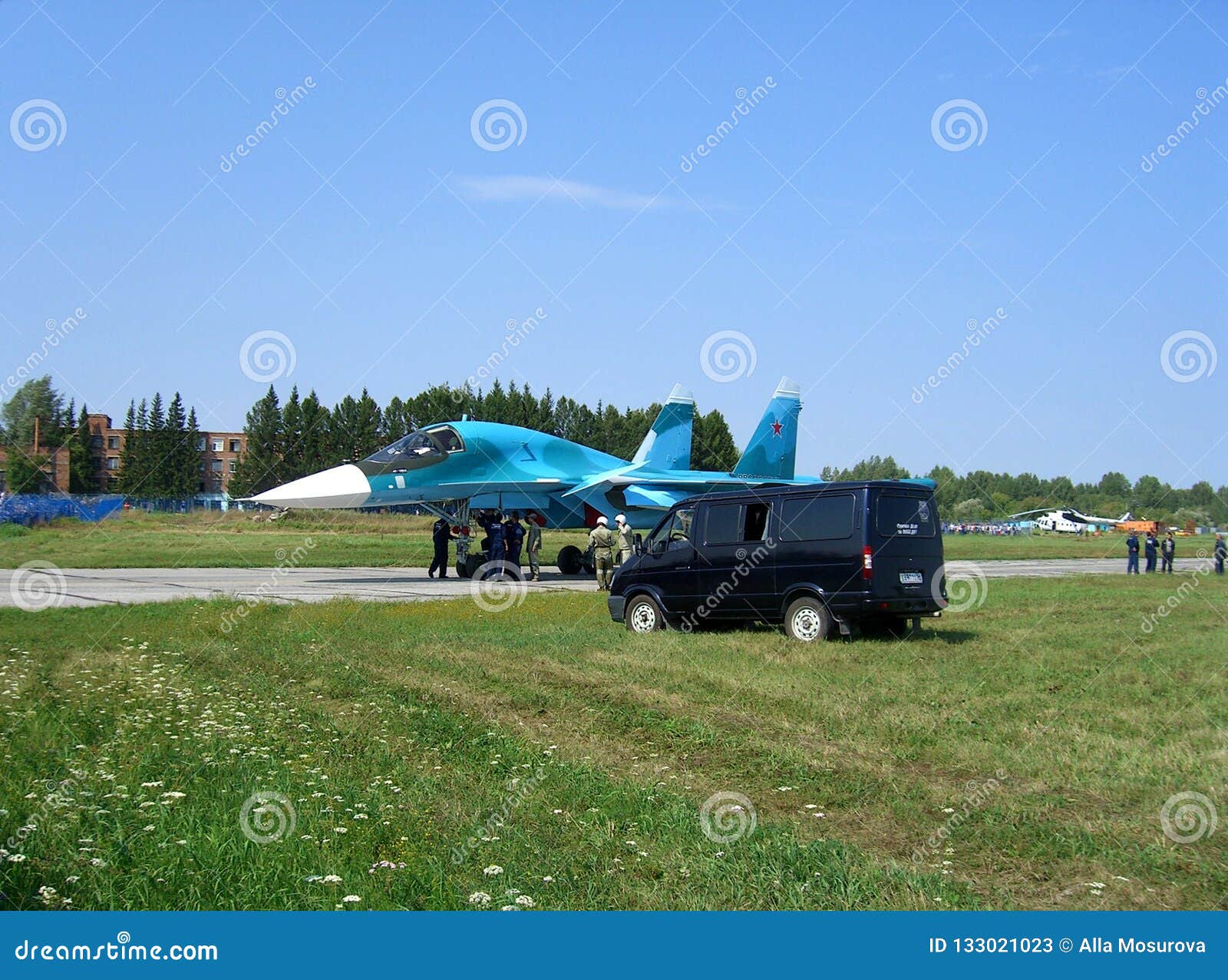 Powerful Russian Military Fighter on the Runway of the Airfield ...