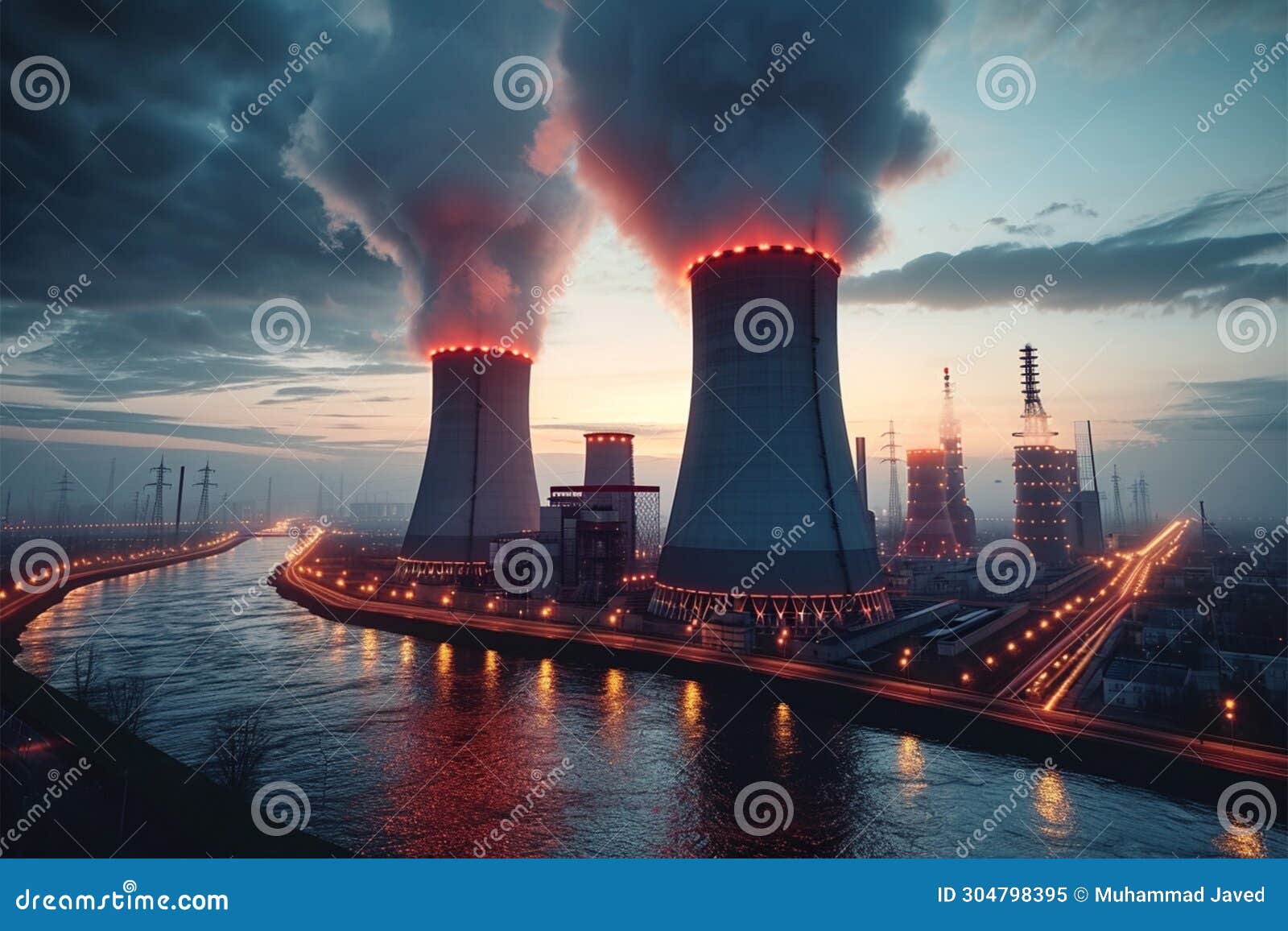 Powerful Scene Operating Nuclear Reactors Emit Energy in Industrial ...