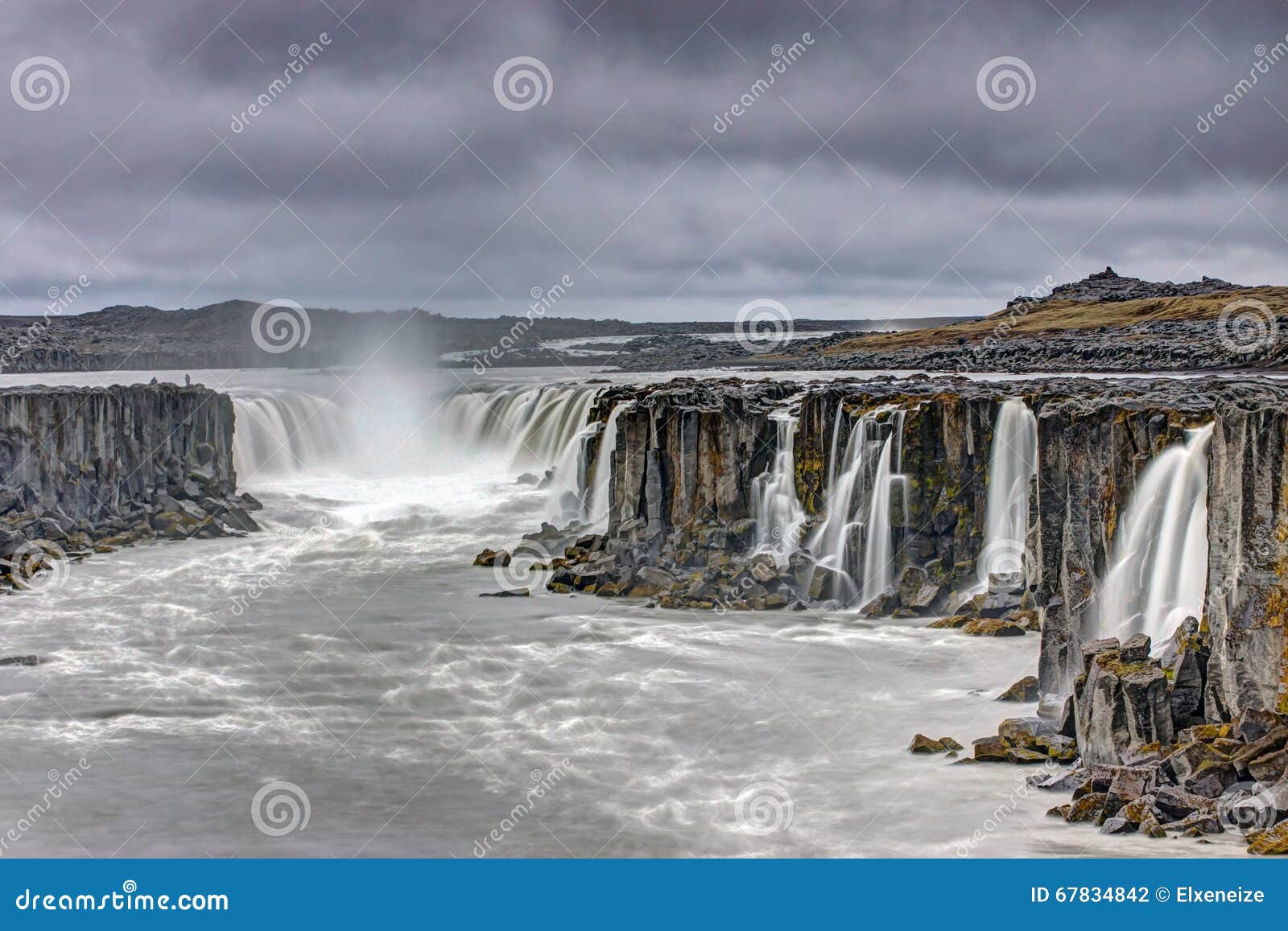 The Powerful Selfoss Waterfall Stock Photo - Image of attractive, land ...