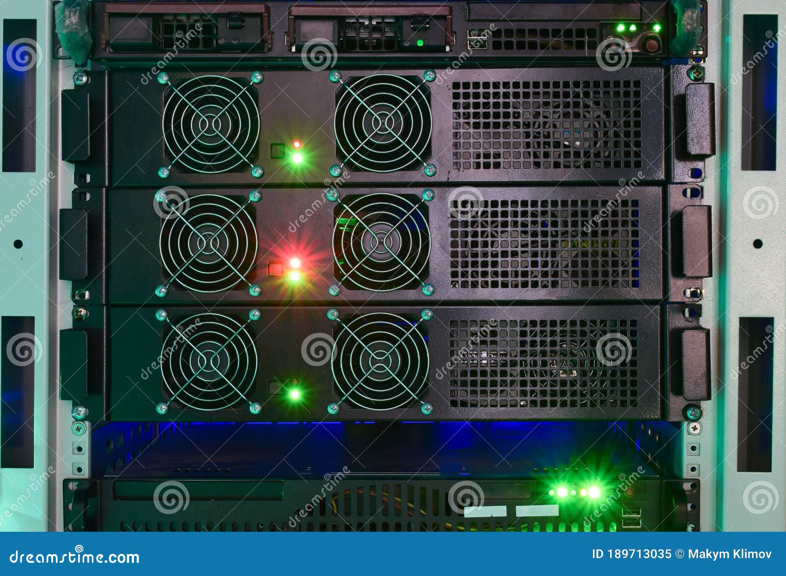 Powerful Server with a Bright Display Located in the Front of the ...