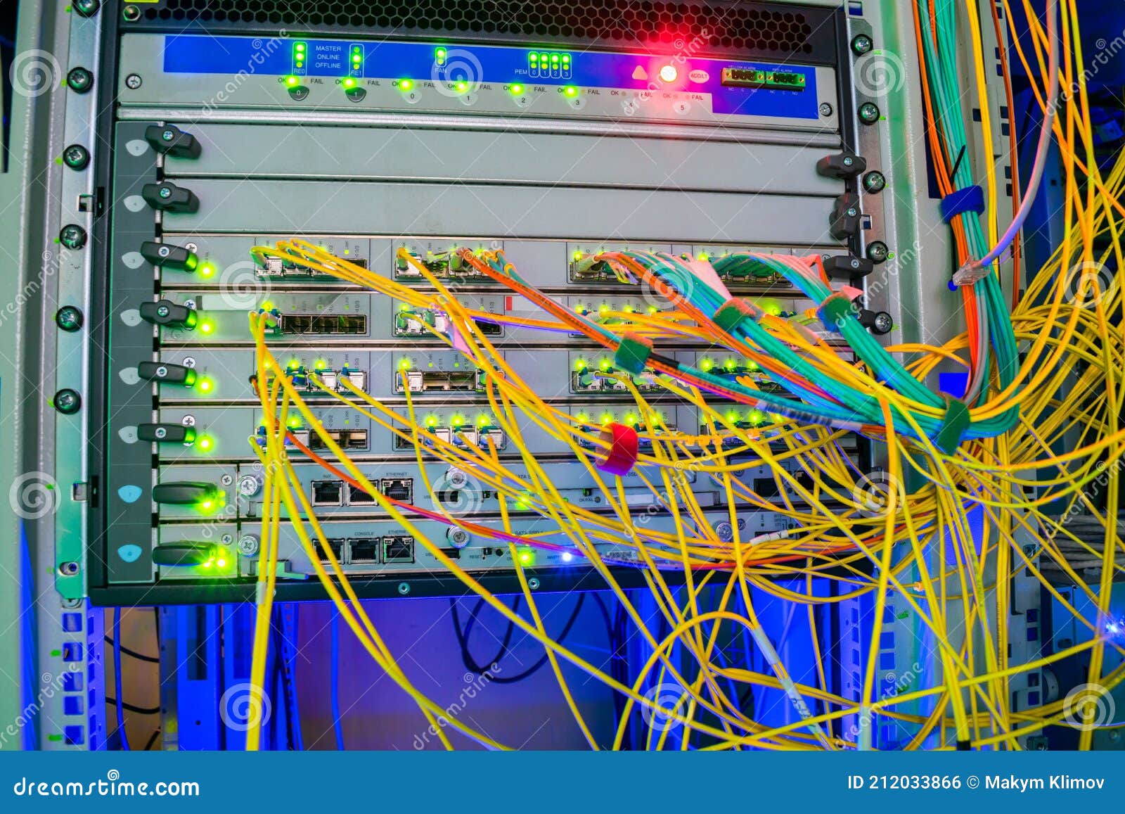 Powerful Server Equipment Datacenter. an External Gateway Running on ...