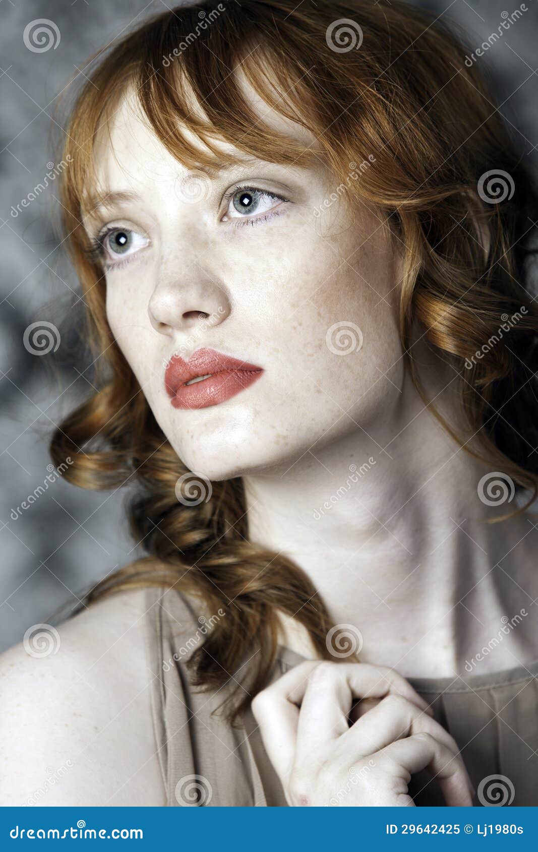 Powerful Shot of a Red-headed Woman Stock Image - Image of expressions ...
