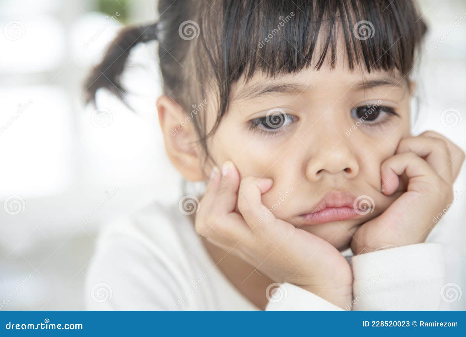 Powerful Shot Of A Sad Asian Child. Female Asian Child Sad Dark Scene ...