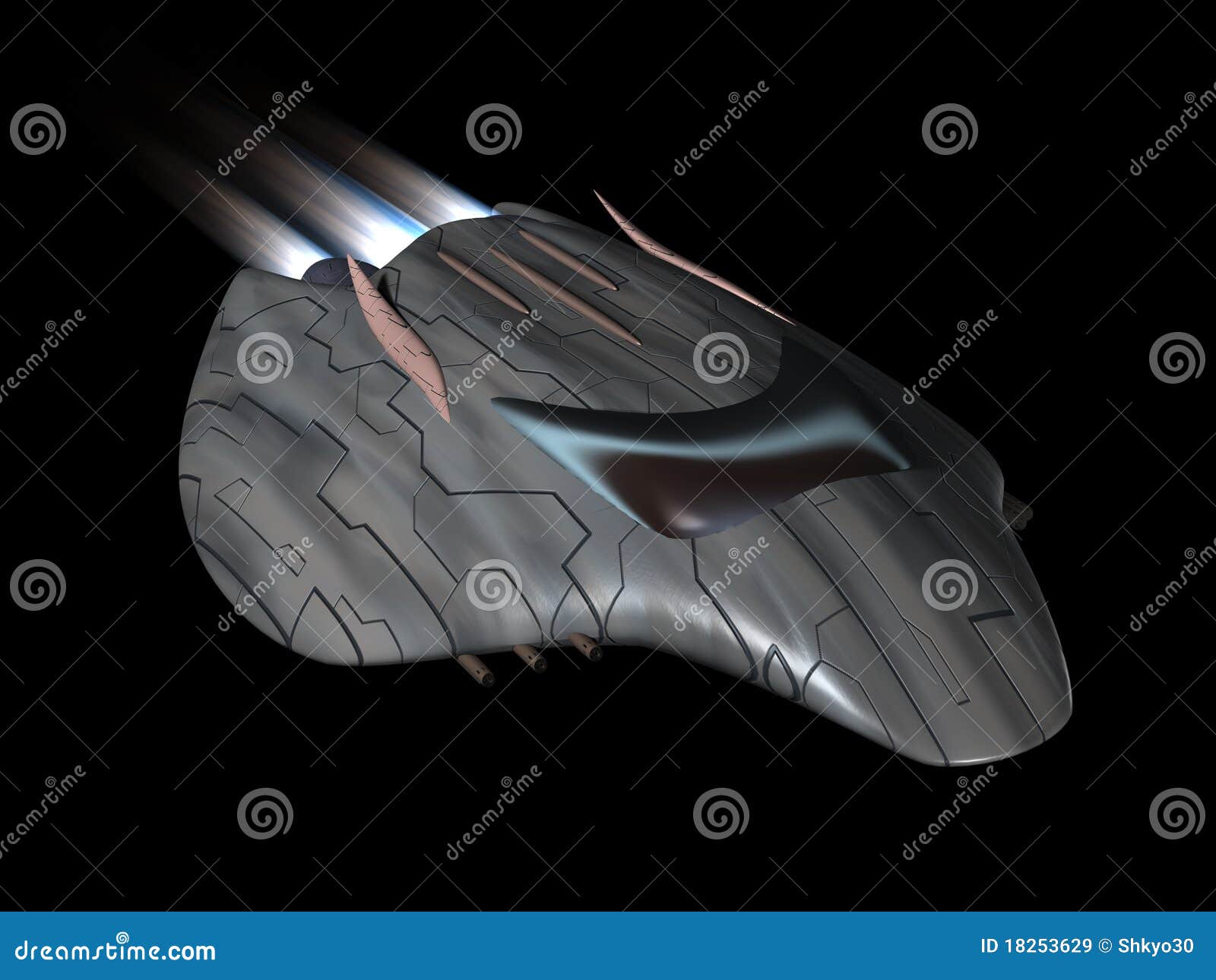 Spaceship, Very Detailed Starship Travelling In Space 3d Science ...