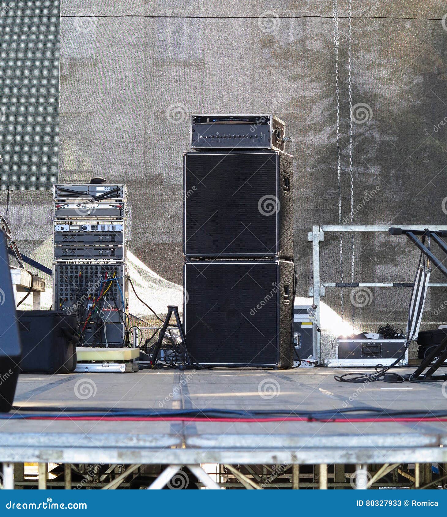 Powerful Speakers, Amplifiers and Equipment on Stage Stock Image ...