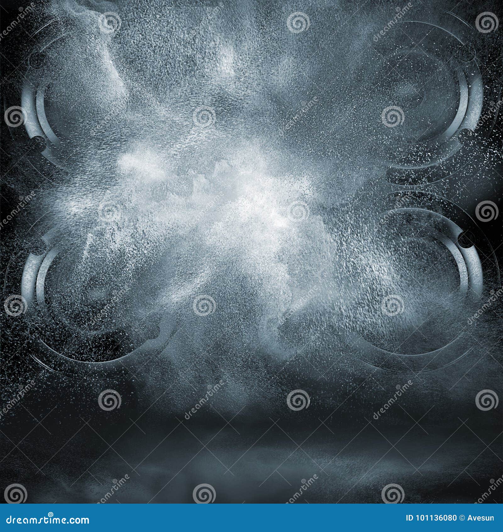 Powerful Speakers with Exploded Powder Particles Stock Photo - Image of ...