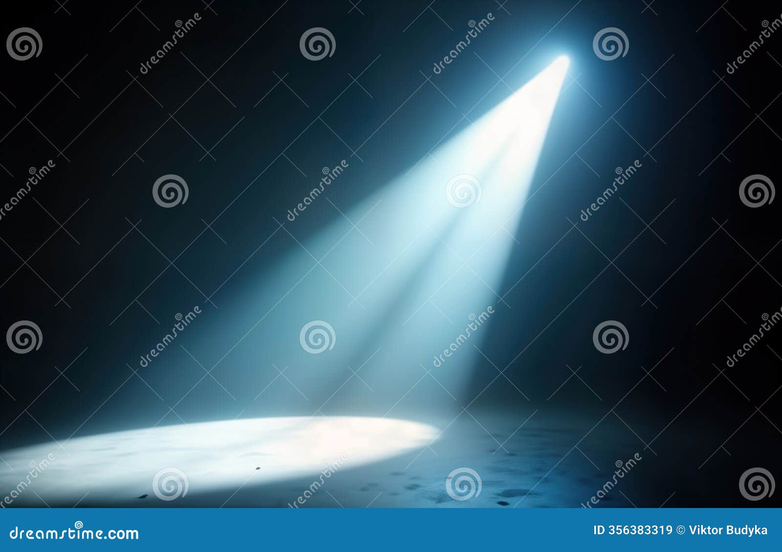 Powerful Spotlight Illuminates Dark Space. Beam of Light Creates ...